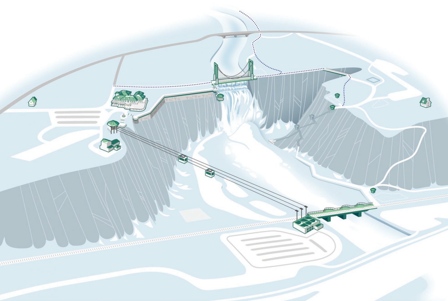 Carte aérienne du parc de la Chute Montmorency - studio Bergeron